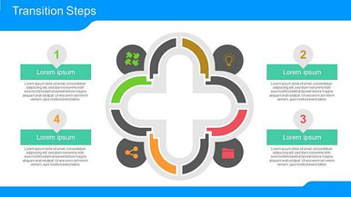 Transition Steps Flower shape with icons