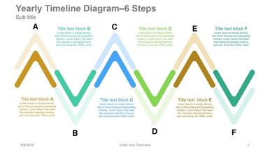Yearly Timeline Diagram - V Shape Chain - 6 Steps