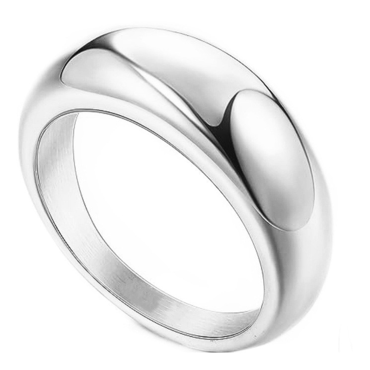 Chunky Minimal Dome Plus Size Ring - Silver Stainless Steel - Shendell ...