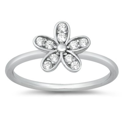 Sterling Silver Forget Me Not Flower Stone Stackable Ring - Shendell's ...