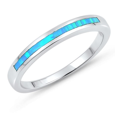 Sterling Silver Blue Opal Stackable Band Eternity Ring - Shendell's ...