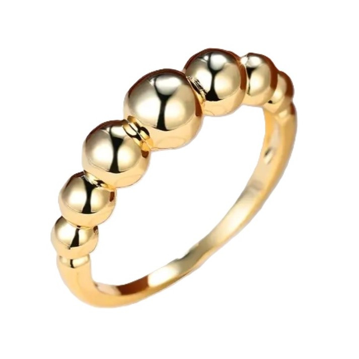 Graduated Bead Bubble Ball Minimal Ring - Plus Size - Gold Plated ...