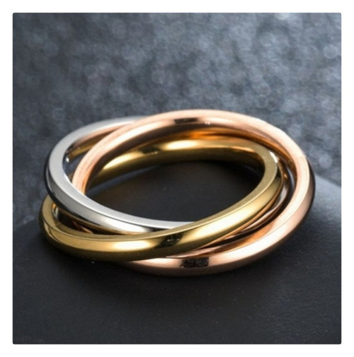 Russian Wedding Ring 3 band Tri Colour Rolling Ring