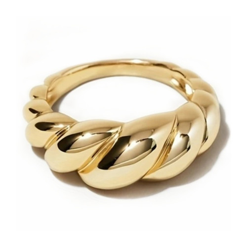 Gold Chunky Twist Dome Croissant Plus Size Ring - Shendell's Ladies Rings