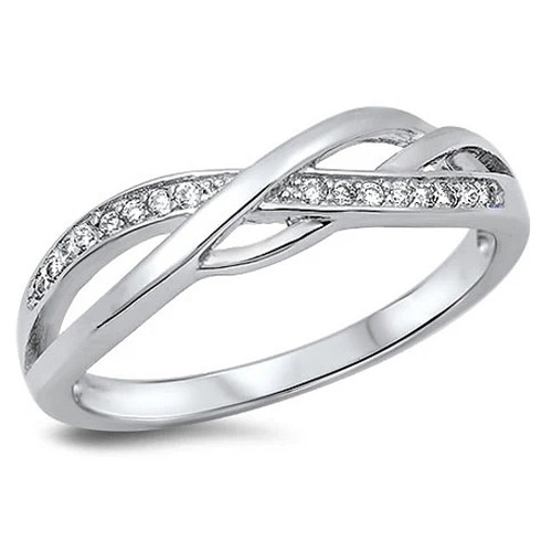 Sterling Silver Crossover Promise Plus Size Dress Ring