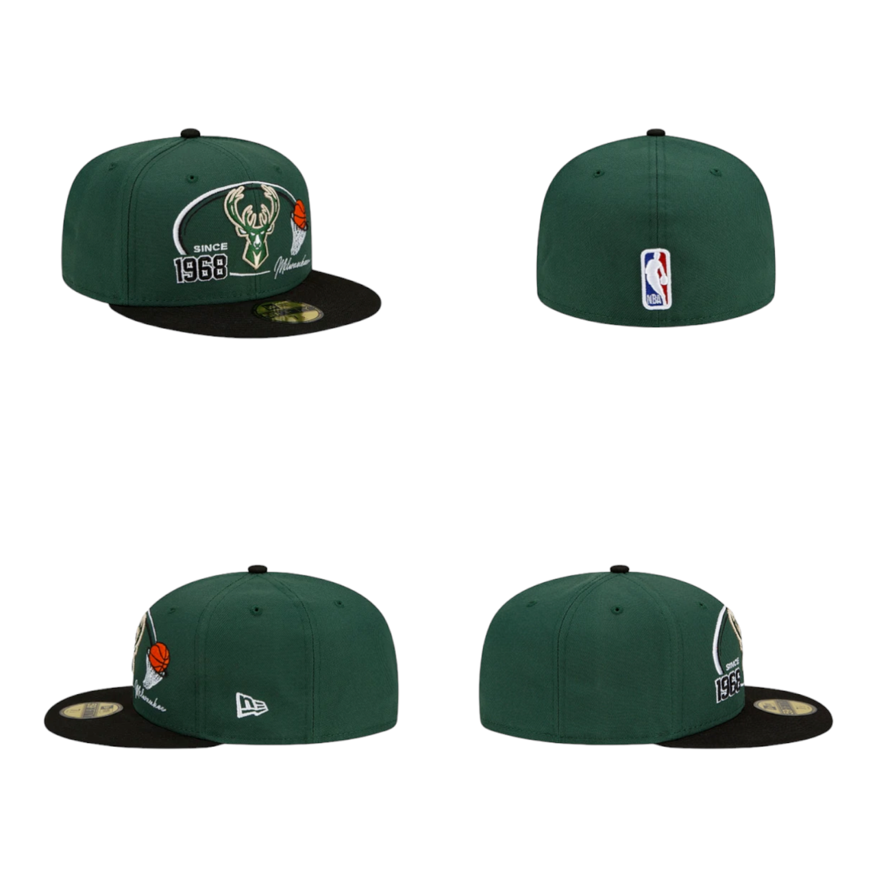 New Era Milwaukee Bucks 2 Tone Hoops 59FIFTY Fitted Hat