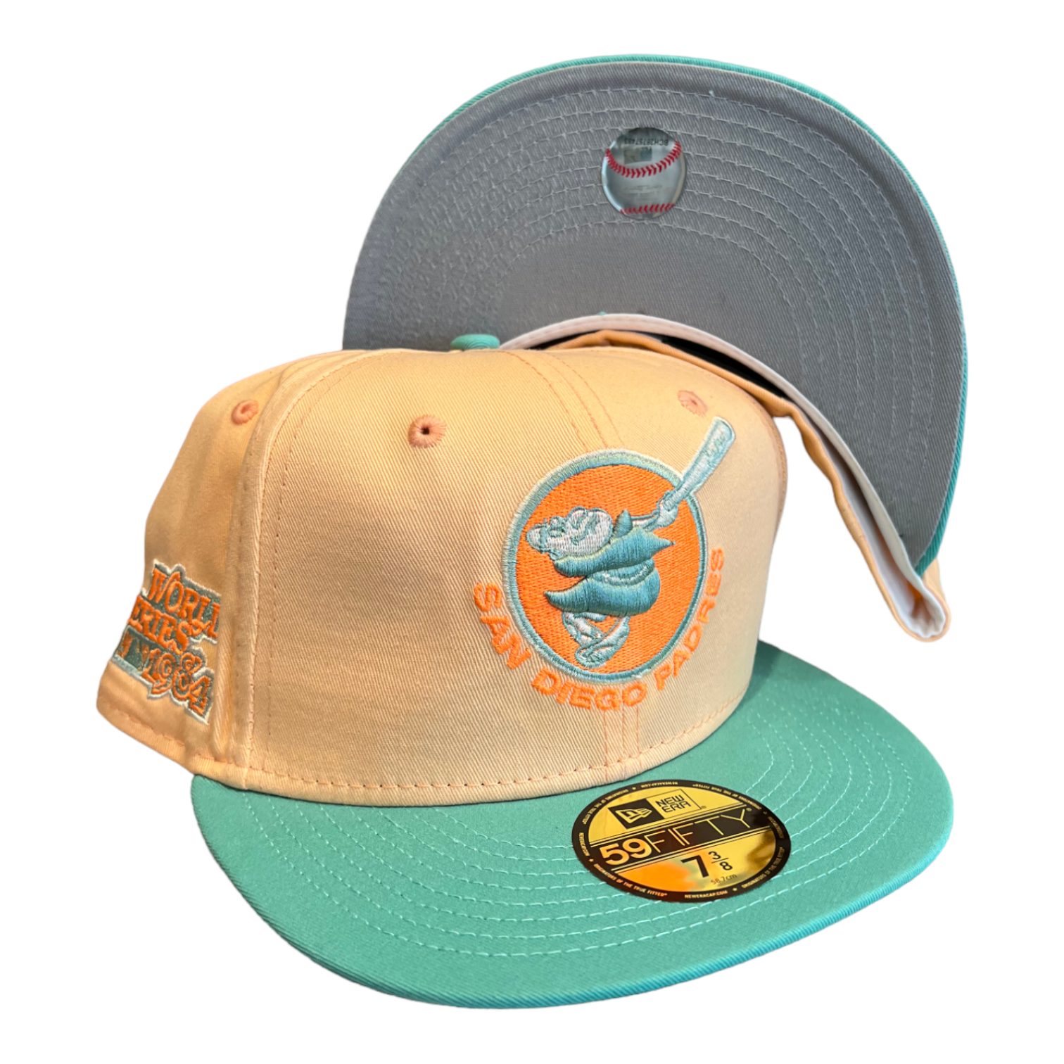 New Era San Diego Padres Peach Pack 59FIFTY Fitted Hat 1984 WS Side Patch