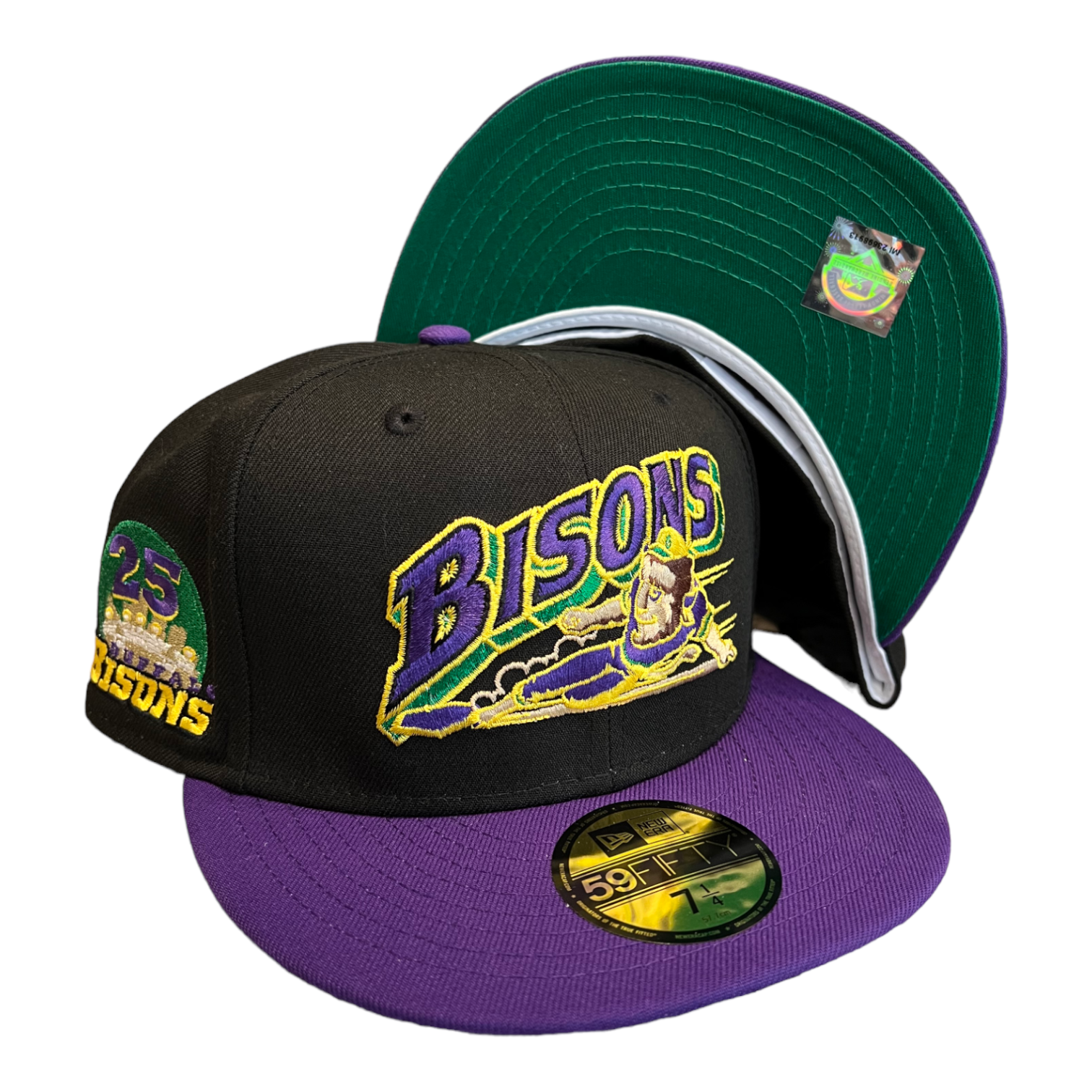 New Era Buffalo Bisons Sliding Buster 59FIFTY Fitted Hat Cap Black MiLB