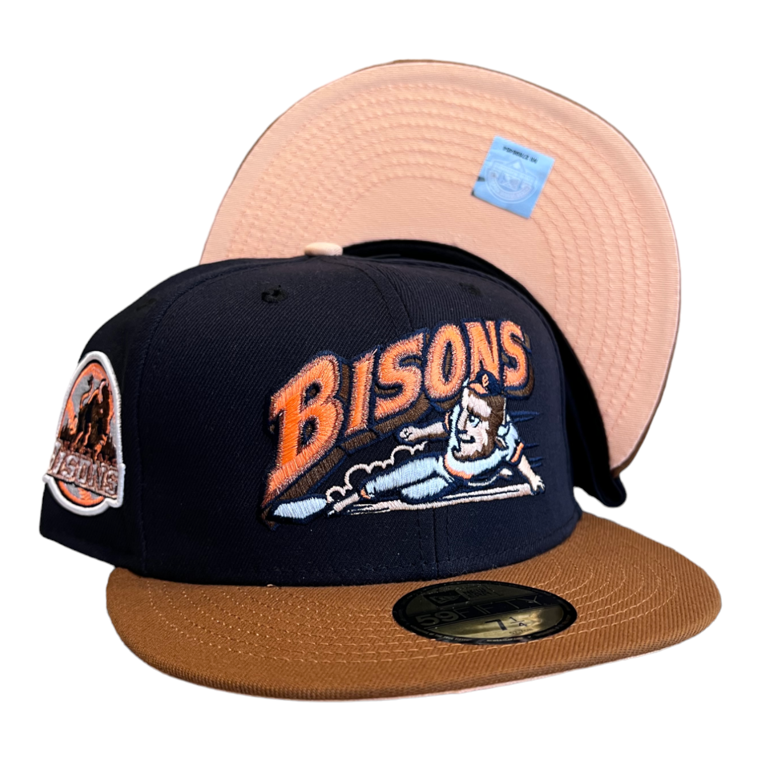 New Era Buffalo Bisons Sliding Buster 59FIFTY Fitted Hat Bisons Patch MiLB