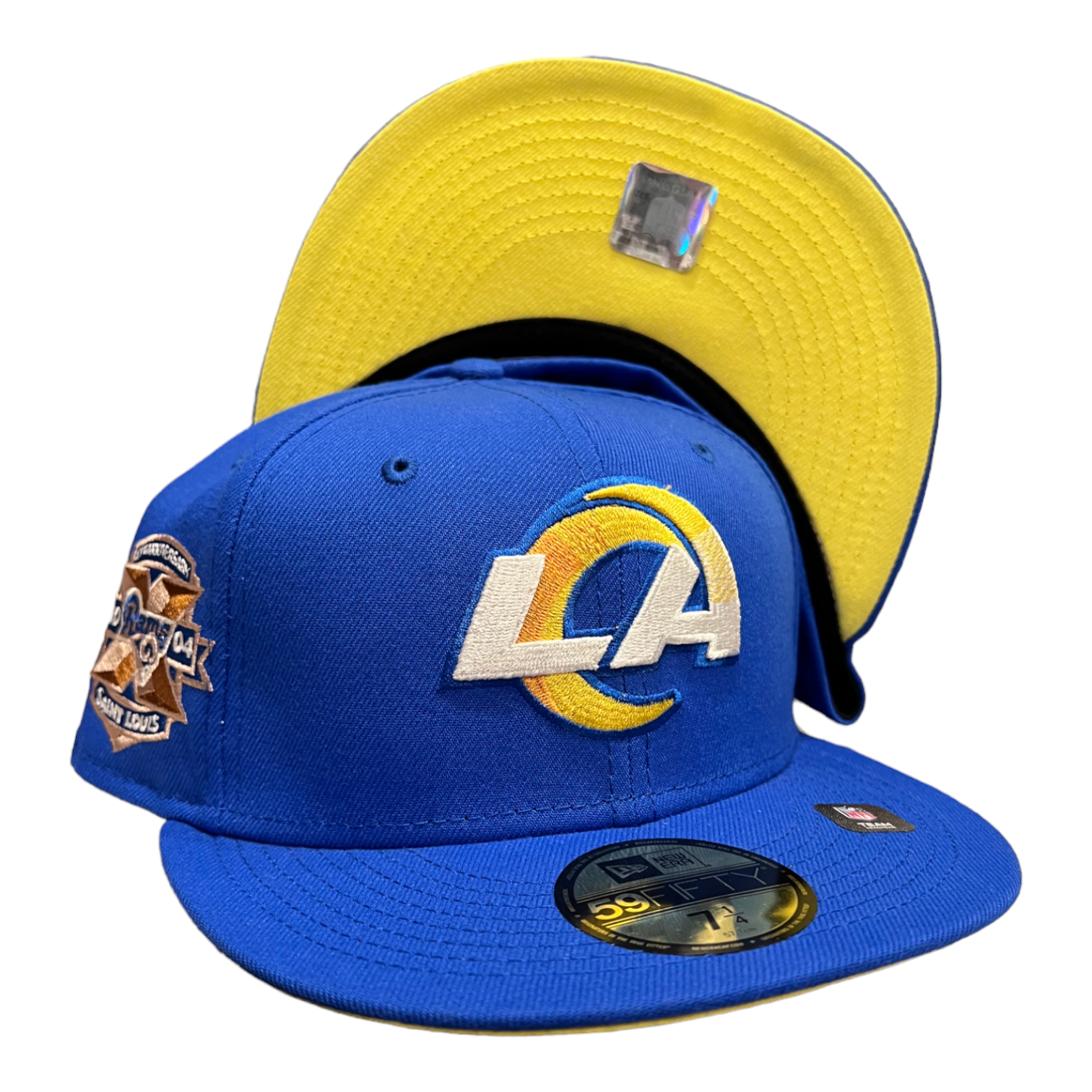 New Era Los Angeles Rams 59FIFTY Hat Blue 2004 10th Year Side Patch