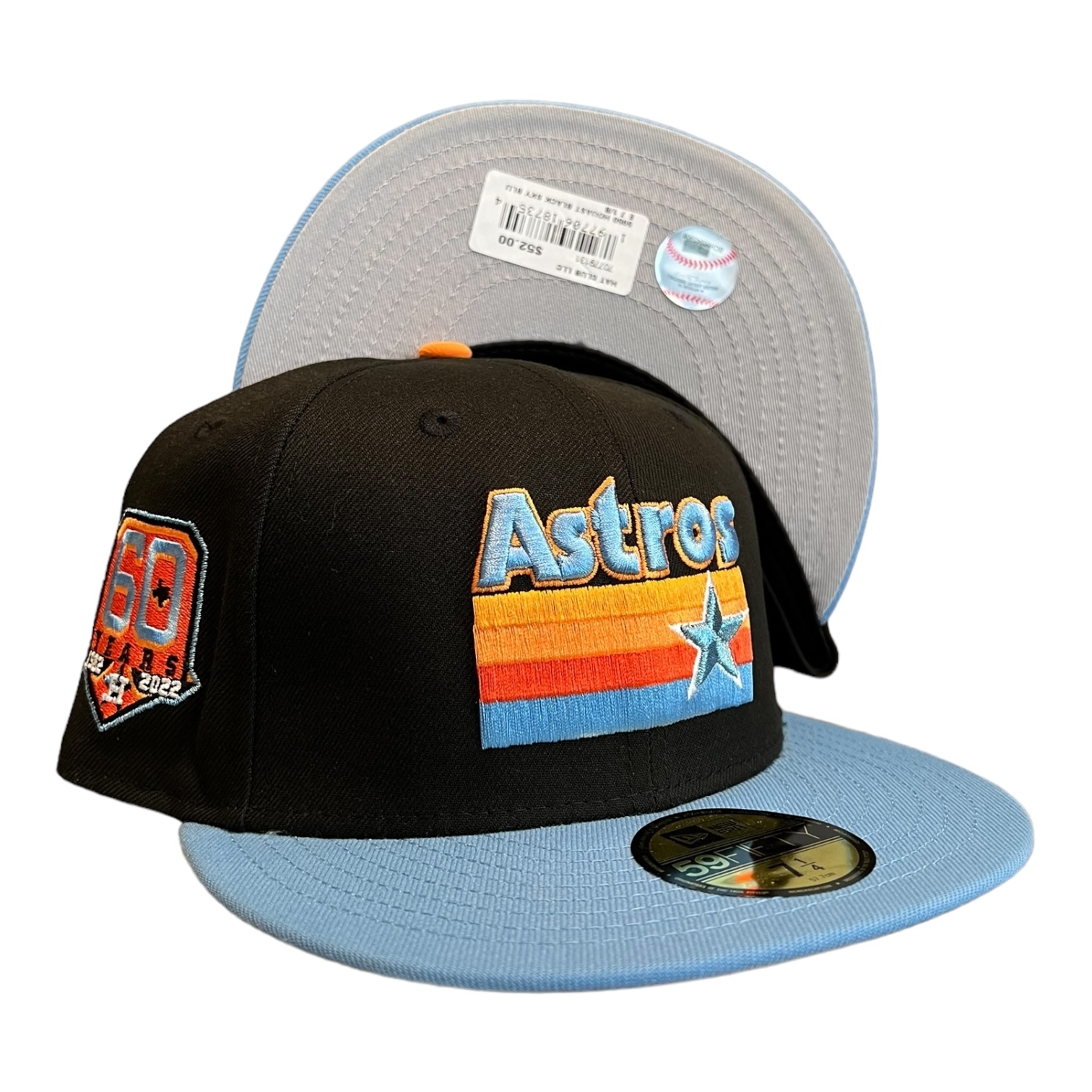 New Era Houston Astros 59FIFTY Fitted Hat Cap 60th Year Side Patch