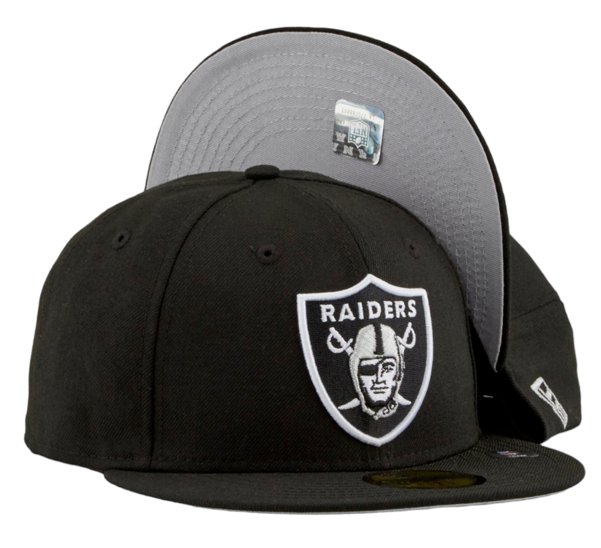 New Era Las Vegas Oakland Raiders 59Fifty Fitted Hat Cap Black / Gray UV
