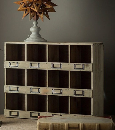 Wood Cubby Box with Metal Nameplates - Timeless Barn