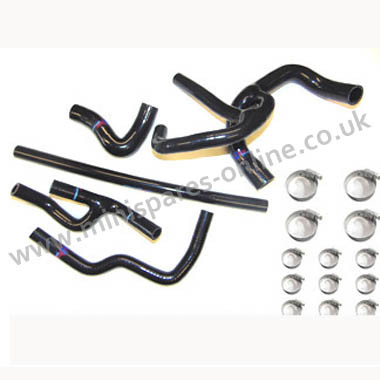 Black Classic Mini SPI silicone coolant hoses 1990-2000 with clips ...