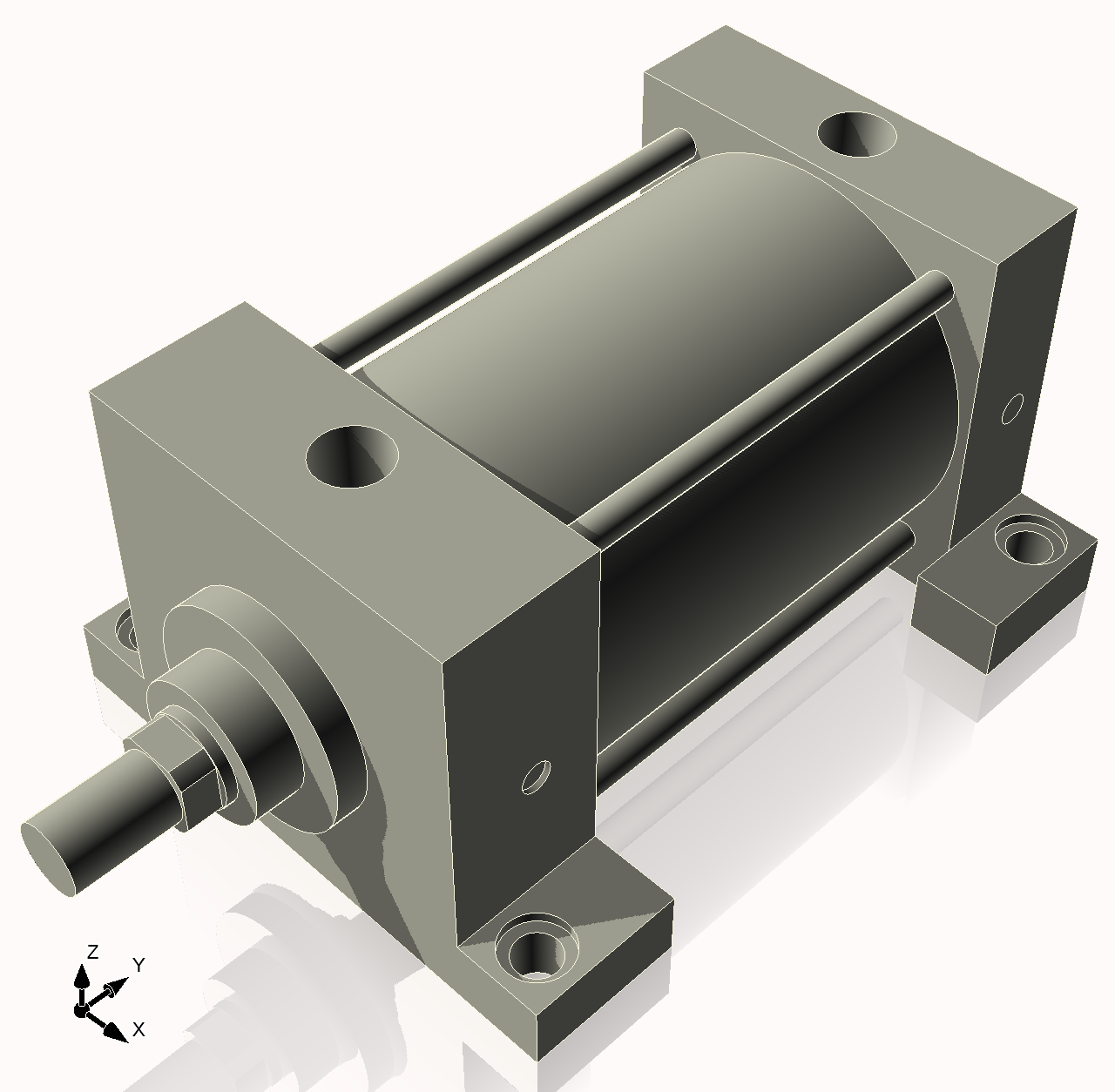4" Bore 4" Stroke - Medium Duty Hydraulic Cylinder: 1" Piston Rod, MS2 ...