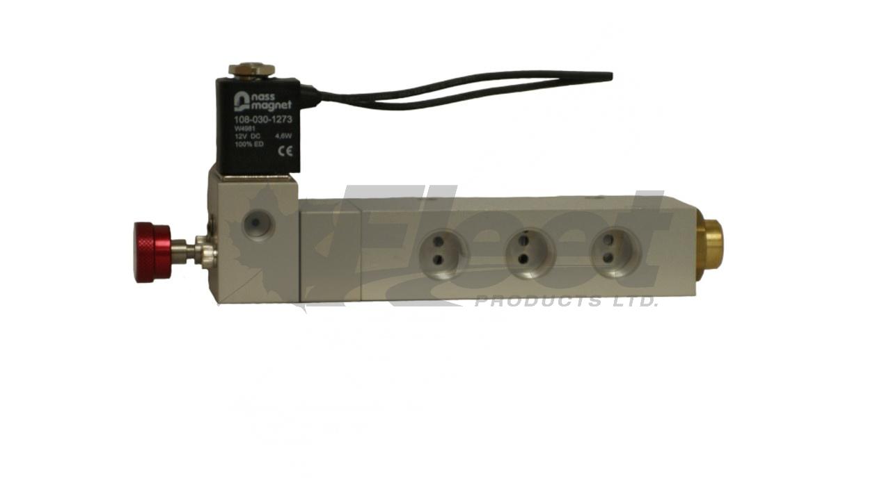 RA020-01 | 5-Port Solenoid Valve, 12V, External Pilot, Spring Return