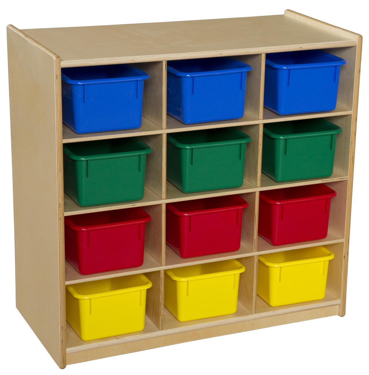 WD16123 (12) Cubby Storage with Assorted Trays - WoodDesigns