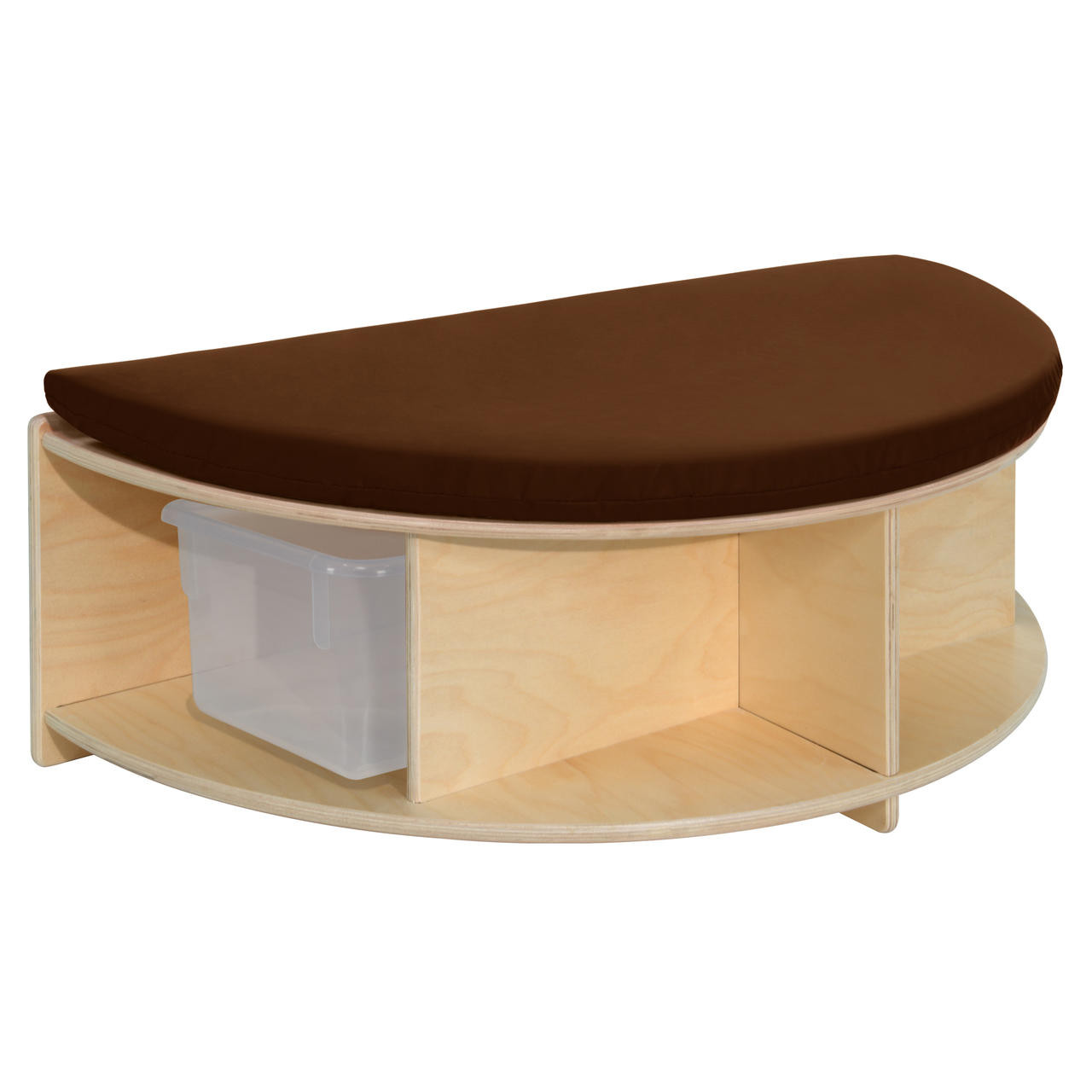 Half moon bench with storage store