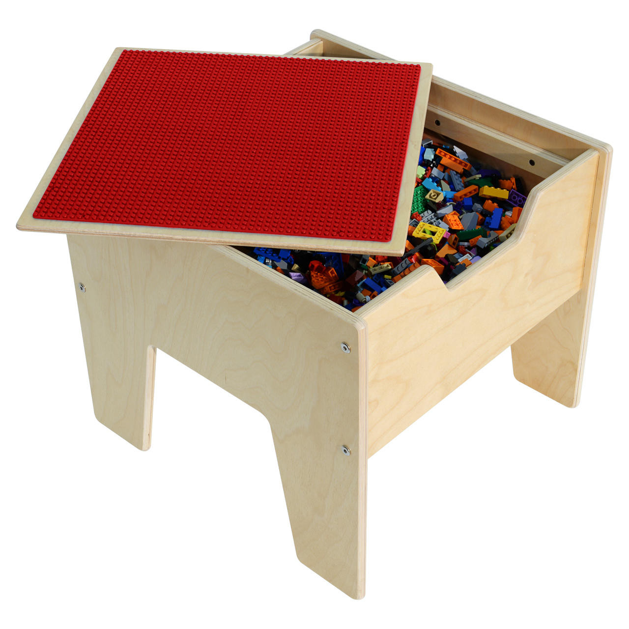 2-N-1 Activity Table with Red LEGO® Compatible Top - RTA - WoodDesigns