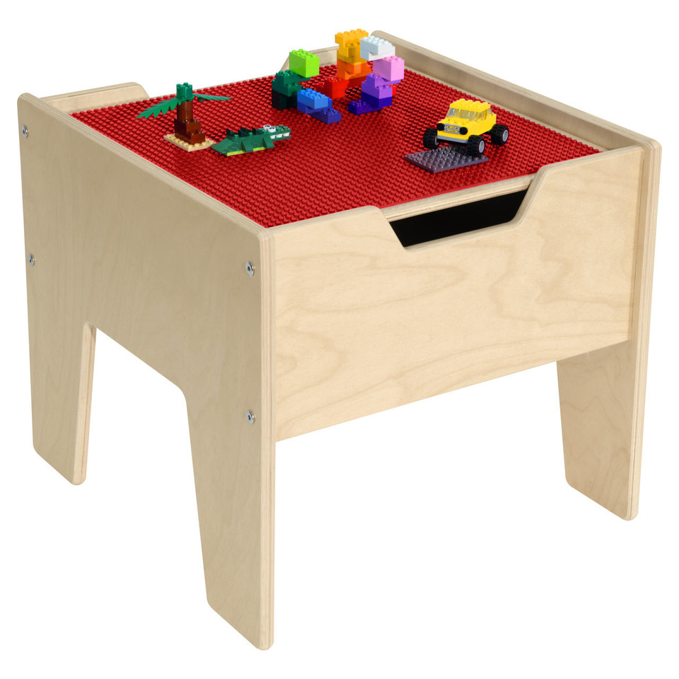 2-N-1 Activity Table with Red LEGO® Compatible Top - RTA - WoodDesigns