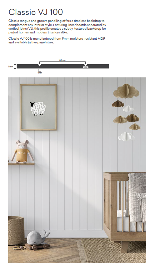 Surround by Laminex Classic VJ100 MDF 9mm Primed 2400x1200 | Canterbury ...