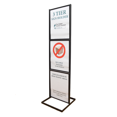 Three-Tier Poster Stand Display - Black - 22 in. x 28 in.