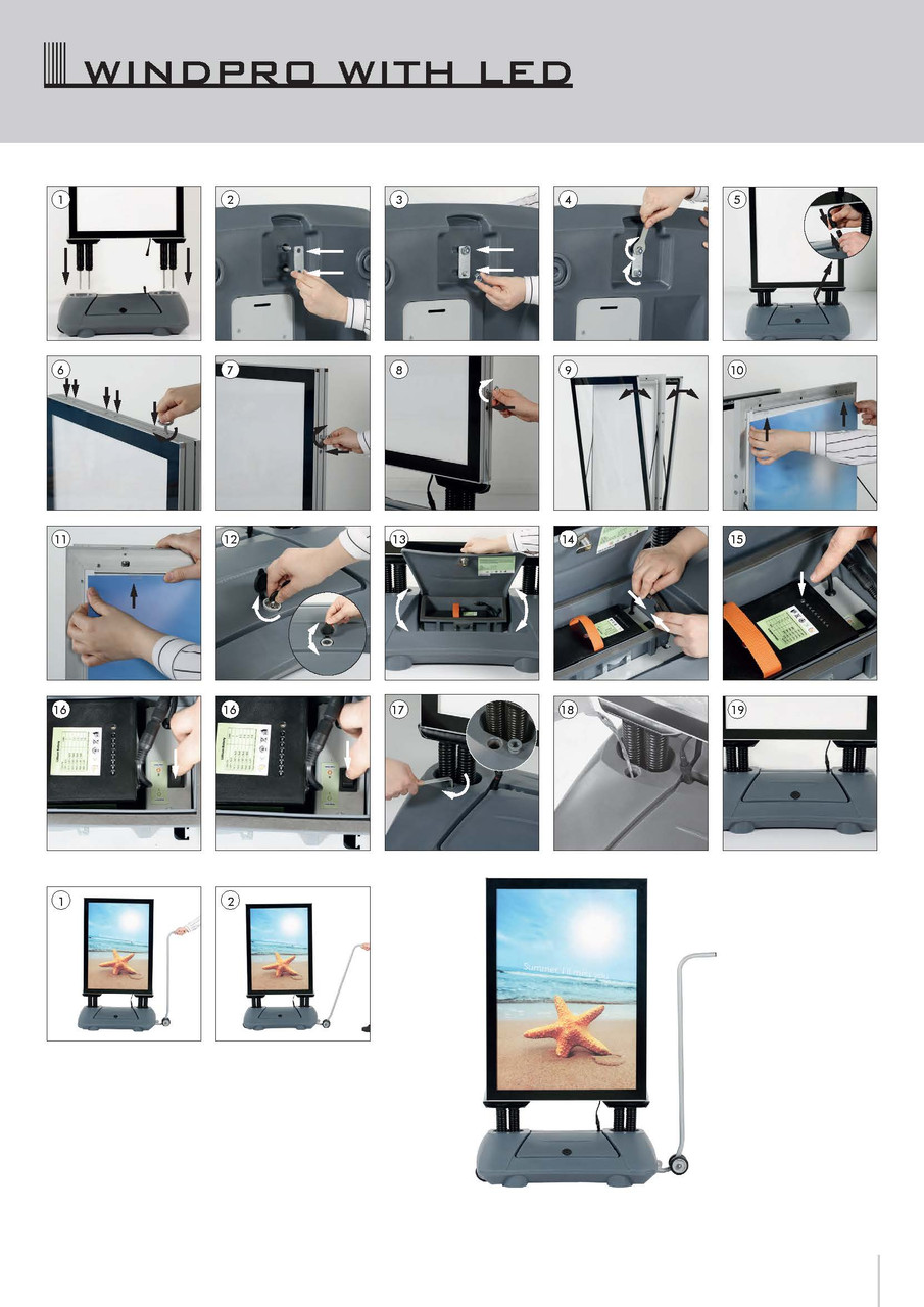 Wind Pro LED Light Double Sided Sidewalk Sign | Water Base | Caster ...