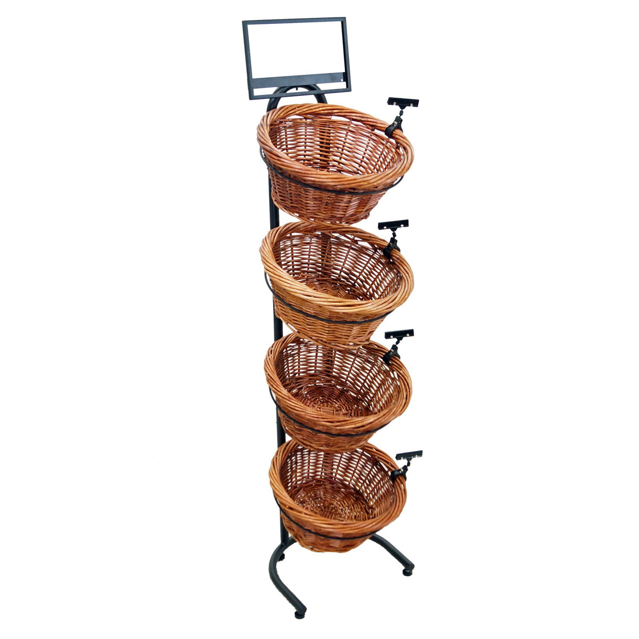 Willow Basket Floor Display – 4-Tier Retail Merchandiser Stand