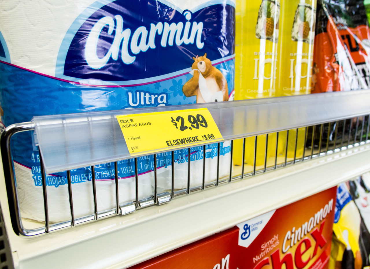 Angled Price Tag Holder | For Double Wire Cooler Shelf | For Bottom ...