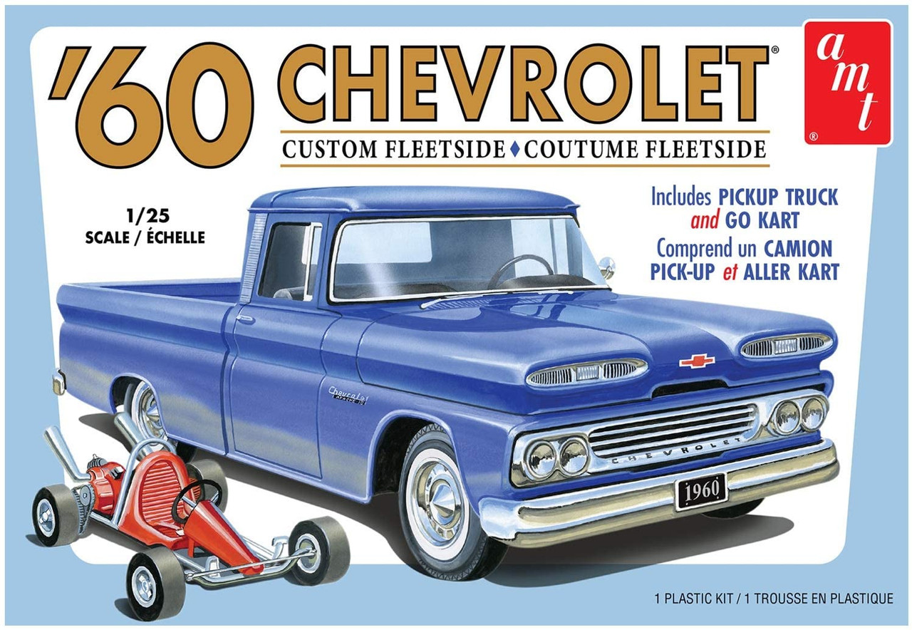 AMT 1063 1960 Chevy Custom Fleetside Pickup with Go Kart 2T - Skill 2