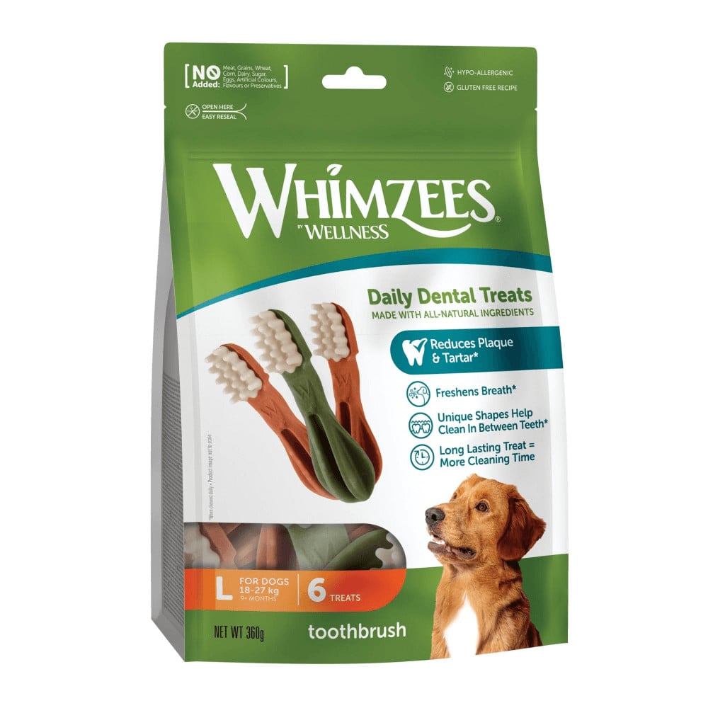 Whimzees Toothbrush Dog Dental Treats - Large 6pk - Sierra Pet Meds
