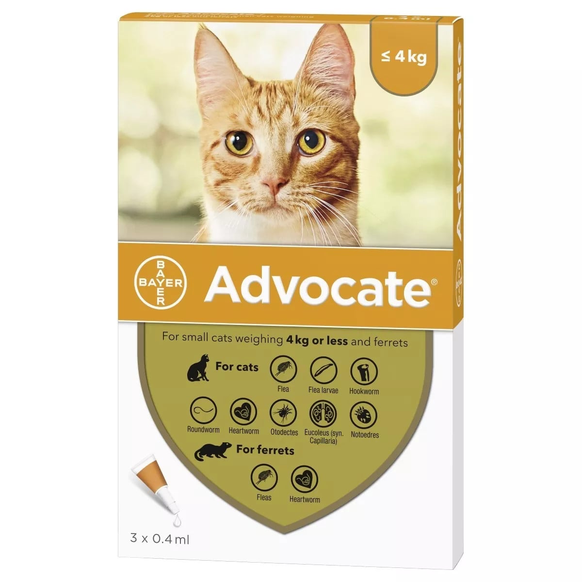Advocate voor katten onder 4 kg (Oranje) 3 doseringen - Sierra Pet Meds ...