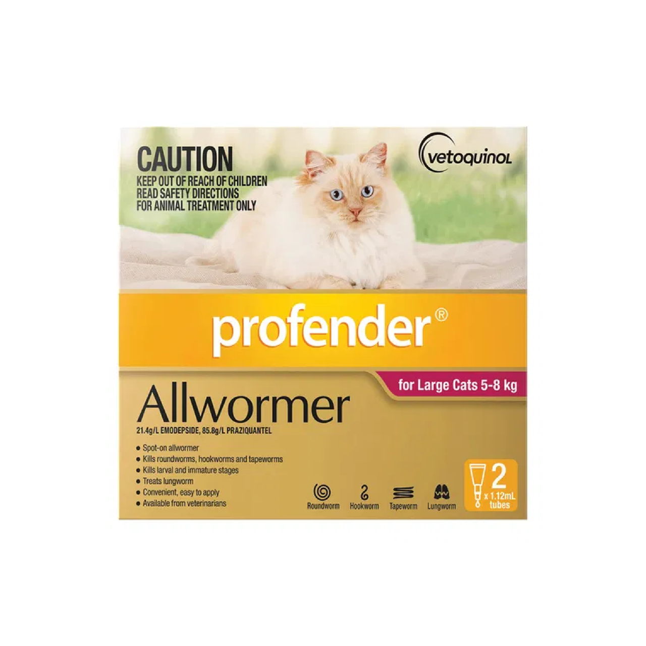 Profender Allwormer for Cats 11.1-17.5 lbs (5-8 kg) - Red 2 Doses ...