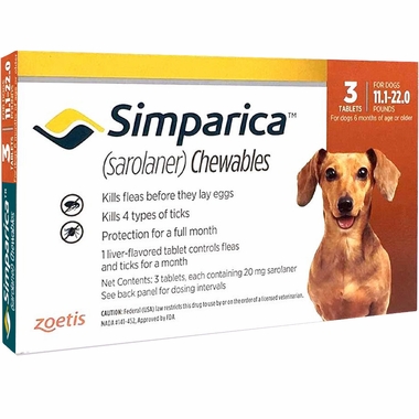Simparica Chews for Dogs 11-22 lbs (5.1-10 kg) - Orange 3 Chews ...