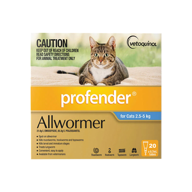 Profender Allwormer for Cats 5.5-11 lbs (2.5-5 kg) - Blue 20 Doses ...