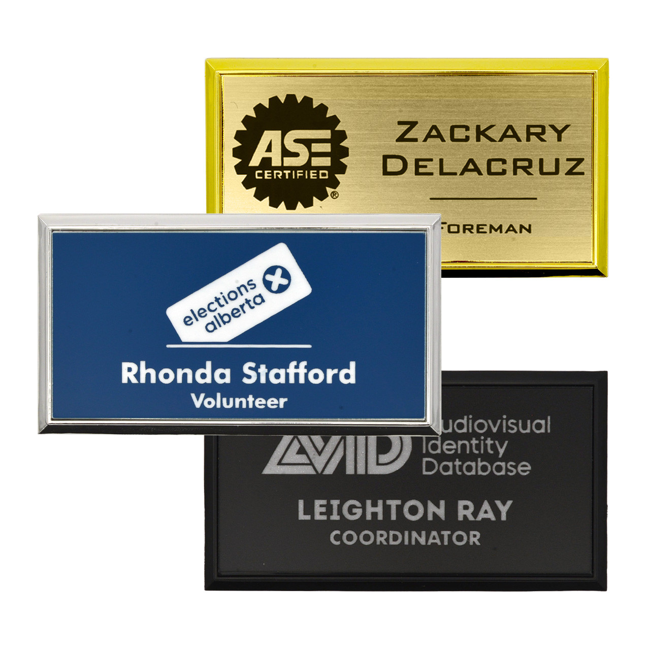 3" x 1.5" Square Corner Framed Name Tag - Plastic - Trophy Awards ...