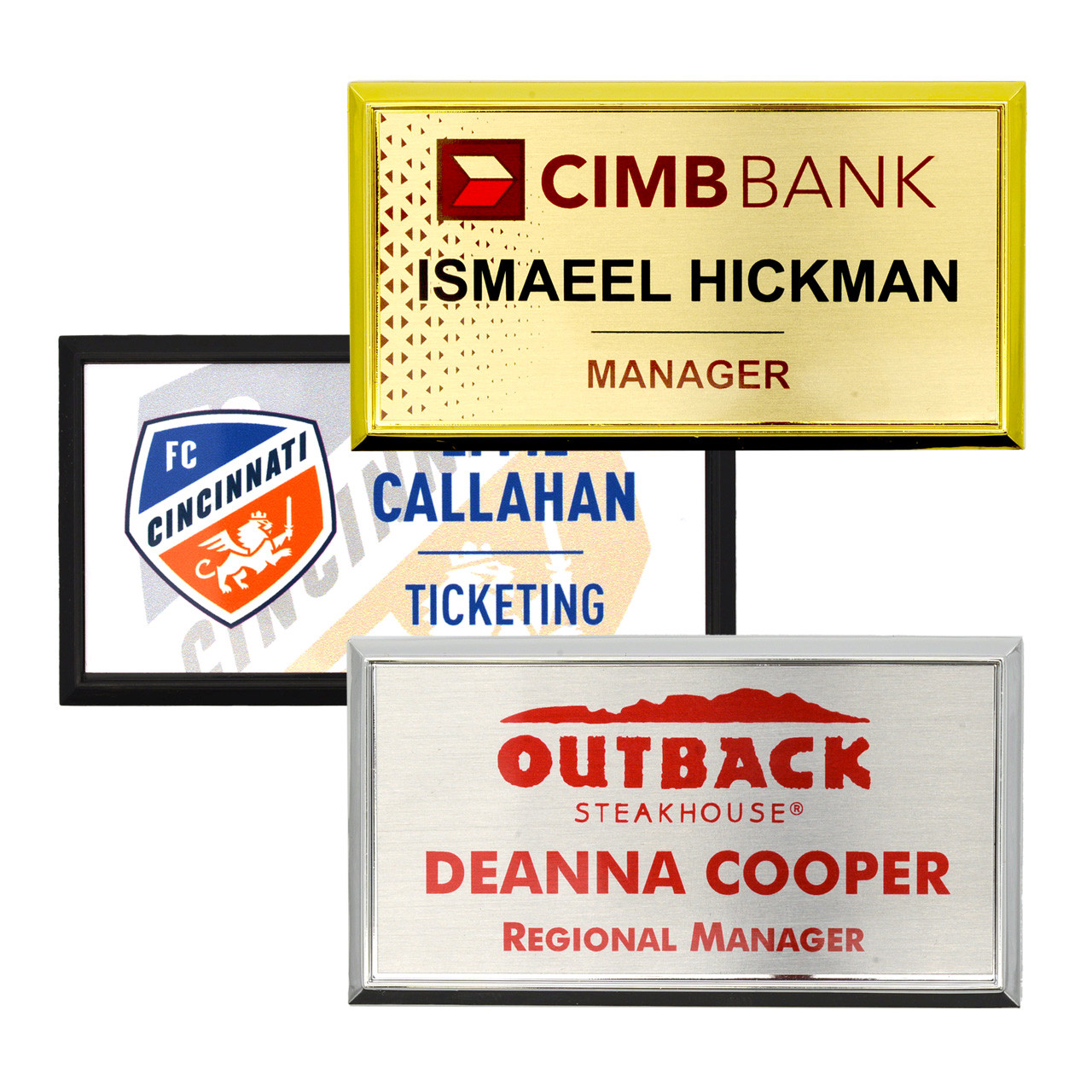 3" x 1.5" Square Corner Framed Name Tag - Metal - Trophy Awards ...