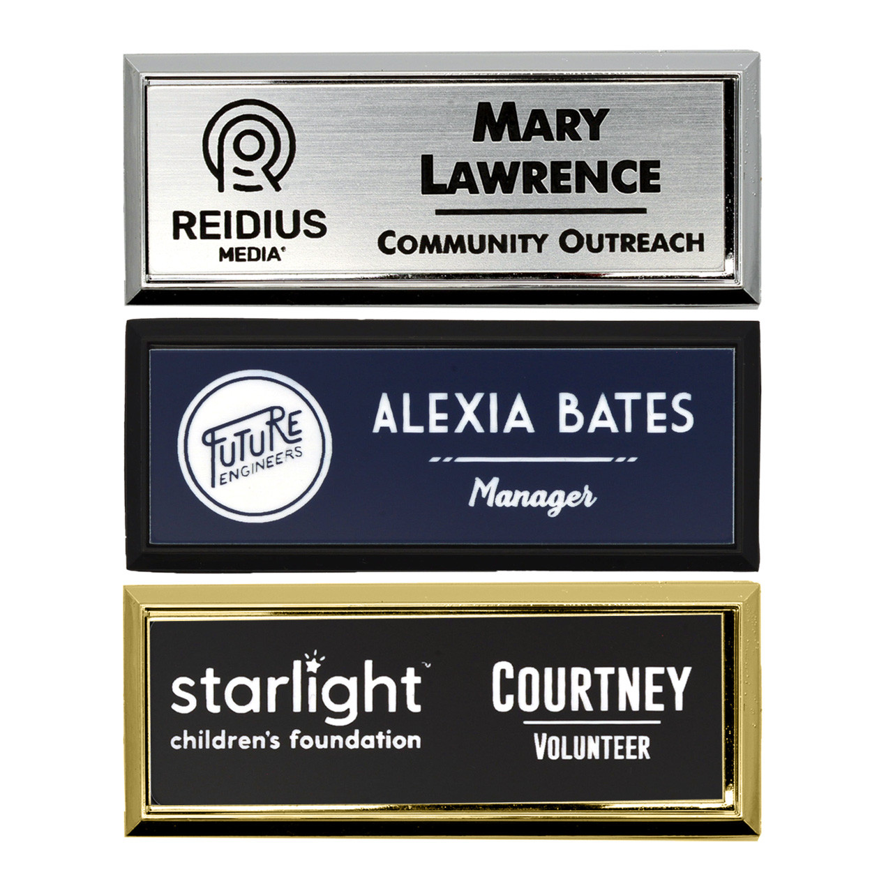 3" x 1" Square Corner Framed Name Tag - Plastic - Trophy Awards ...