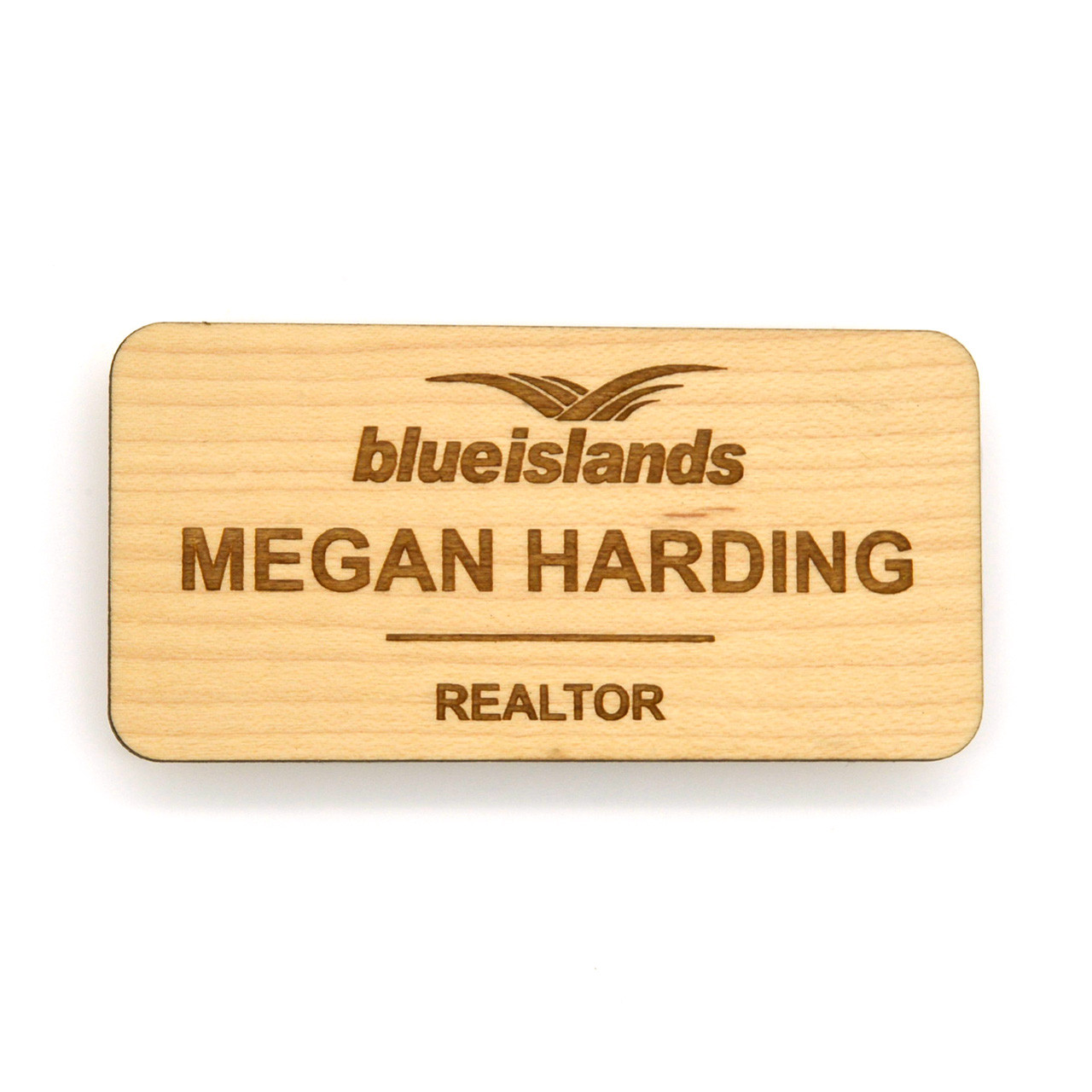 3" x 1.5" Wood Name Tag - Maple - Trophy Awards Manufacturing