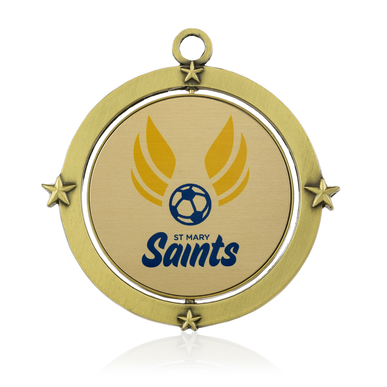 Spinner Medal with Custom Metal Emblems - Trophy Awards Manufacturing