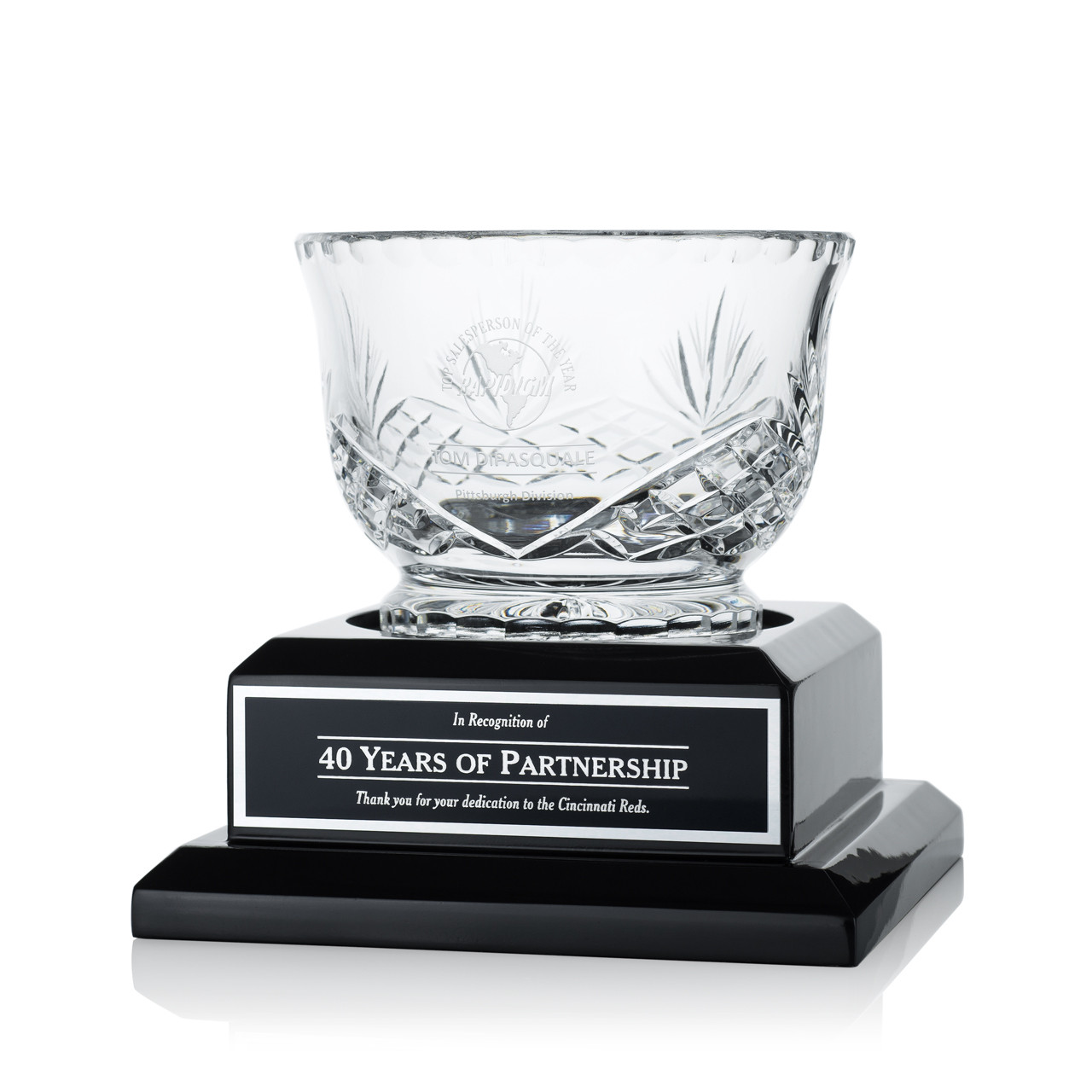 Hand Cut Crystal Footed Bowl - Trophy Awards Manufacturing