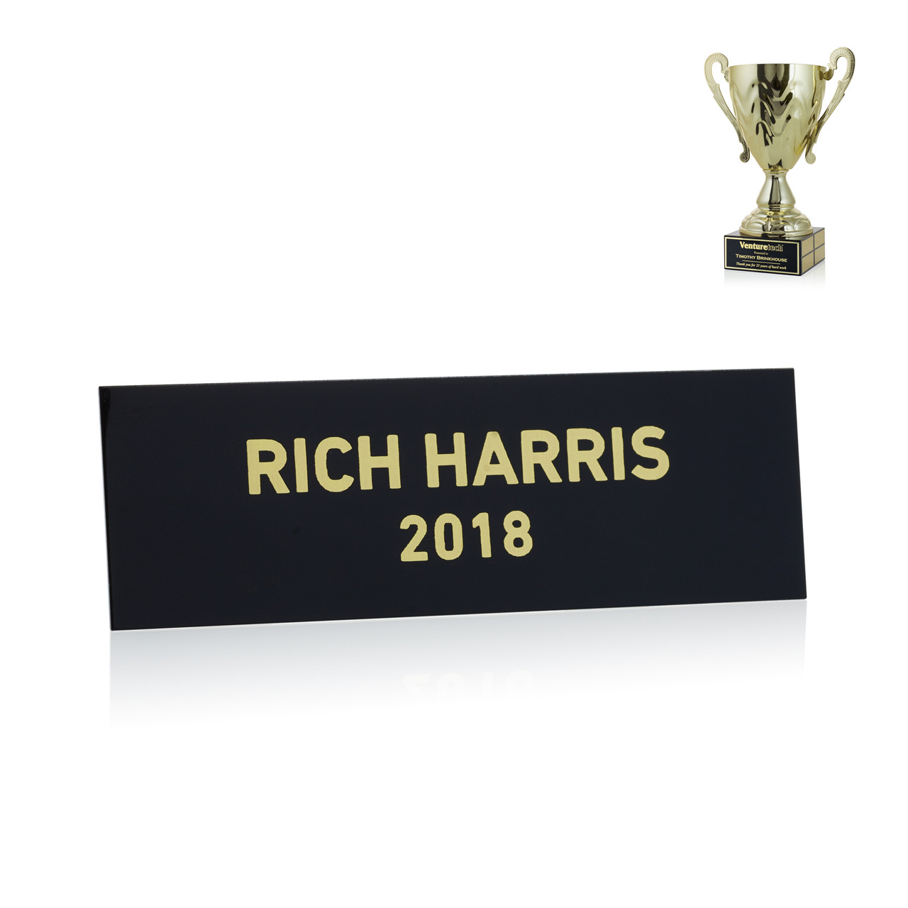 Gold Metal Cup Trophy Perpetual Plate - Trophy Awards Manufacturing