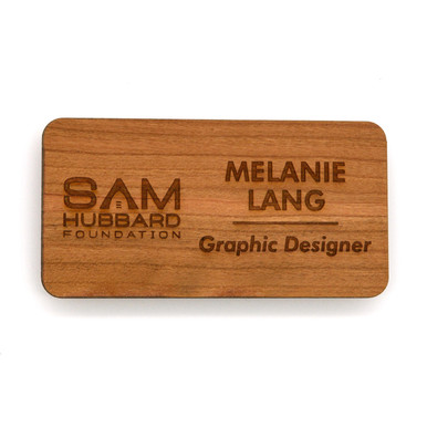3" x 1.5" Wood Name Tag - Cherry - Trophy Awards Manufacturing