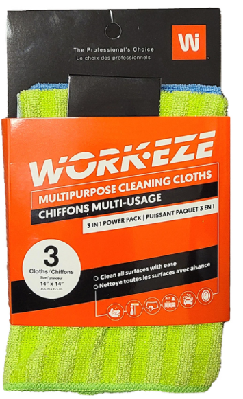 MULTIPURPOSE MICROFIBER CLEANING KIT 14"x14" 4 Packs of 3 12 Pcs Per ...