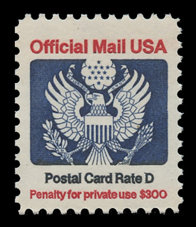 USA Scott # O 138, 1985 (14c) "Postal Card Rate D" Official Mail Eagle ...