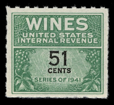 U.S. Scott #RE191, 1951 51c Wine Stamp - SteveLevineStamps-Plus