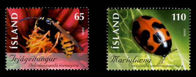 ICELAND Scott # 1089-90, 2006 Insects - Norwegian Wasp, Lady Beetle ...