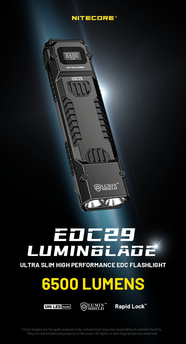 Nitecore EDC29 Ultra Slim 6500 lumen 400m throw tactical EDC torch ...