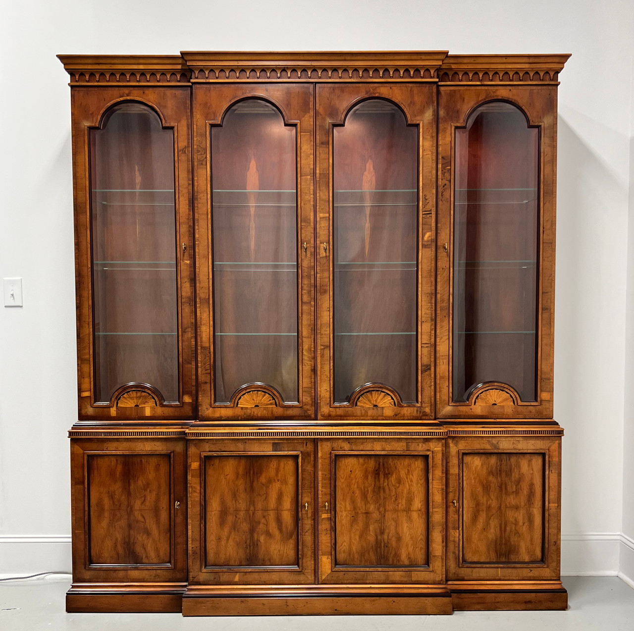SOLD HENREDON 18th Century Portfolio Yew Wood Georgian Breakfront Bookcase China Display Cabinet Boyd s Fine Furnishings