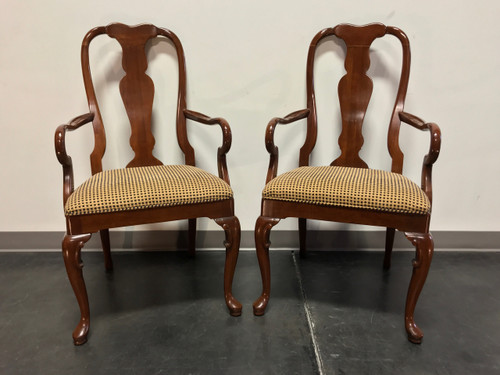 SOLD OUT - FANCHER Solid Cherry Queen Anne Dining Captain's Arm Chairs ...